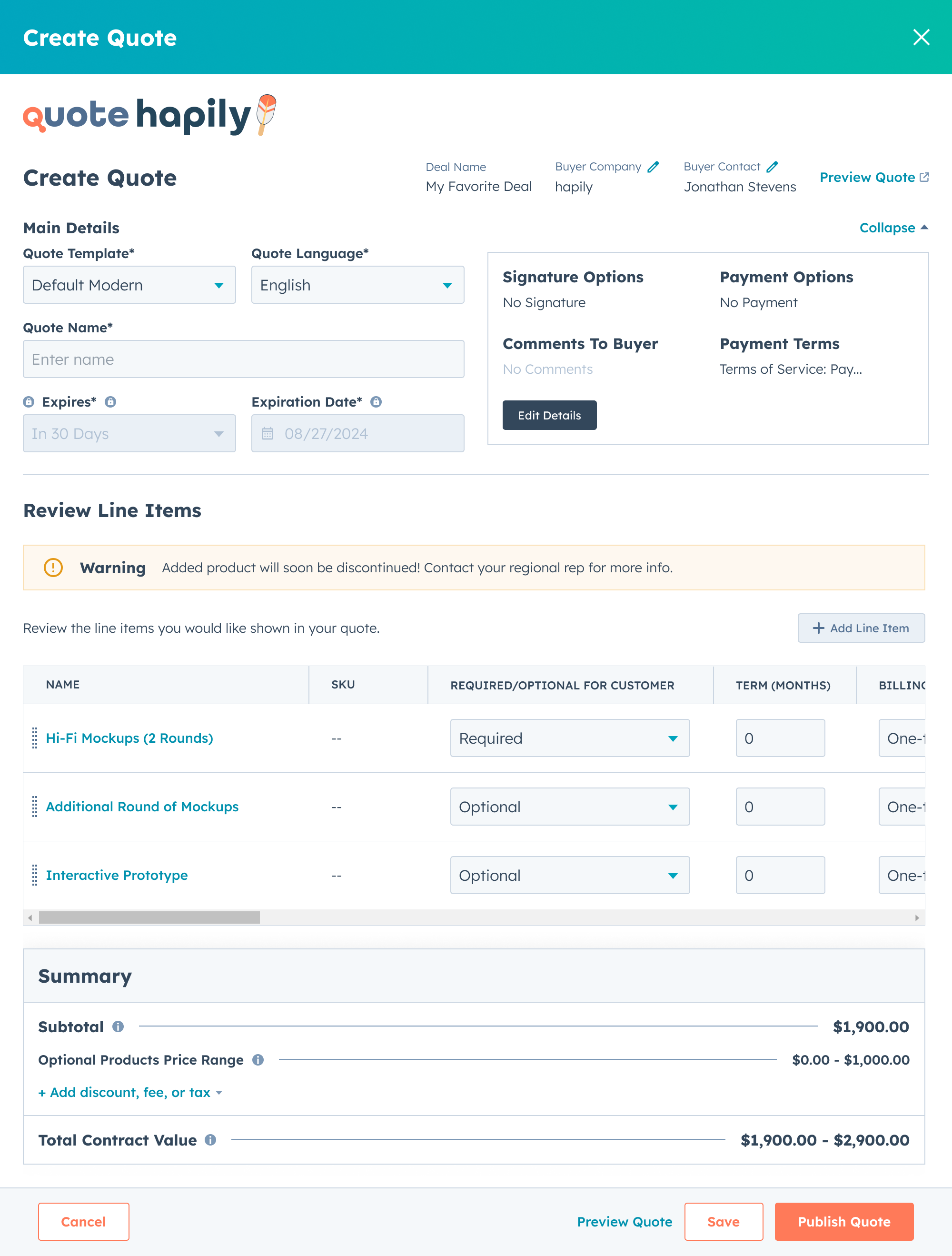 Give Buyers More Control: Optional Line Items in HubSpot Quotes with ...